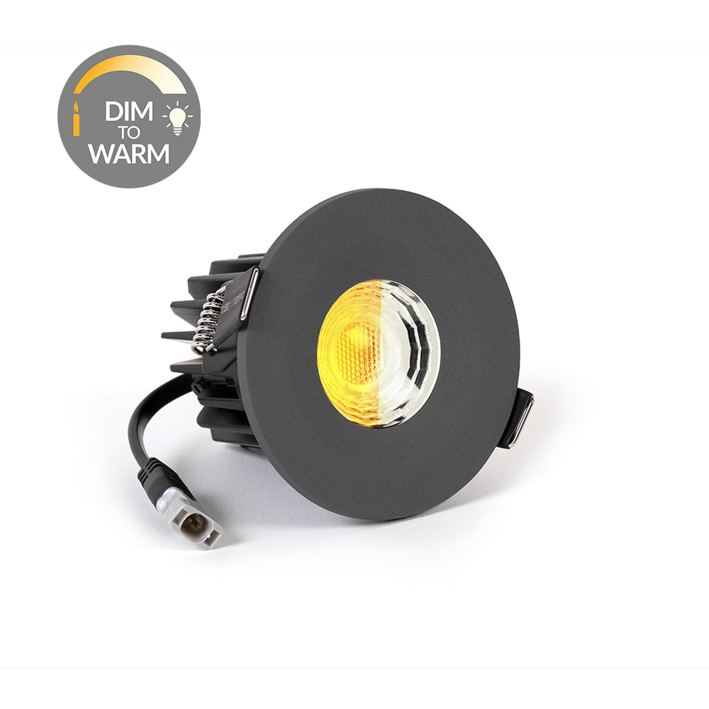 Graphite Grey CCT Dim To Warm LED Downlight Fire Rated IP65 - Elesi