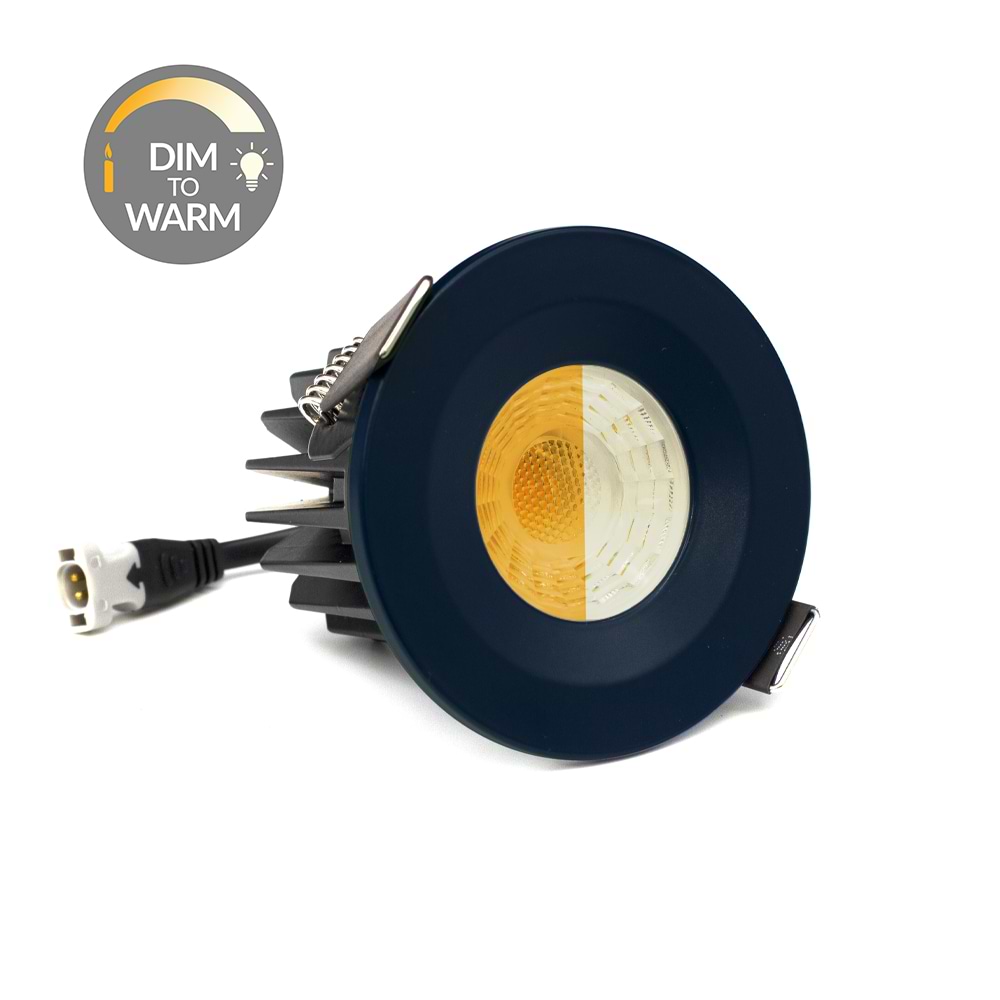 Navy Blue CCT Dim To Warm LED Downlight Fire Rated IP65 - Elesi