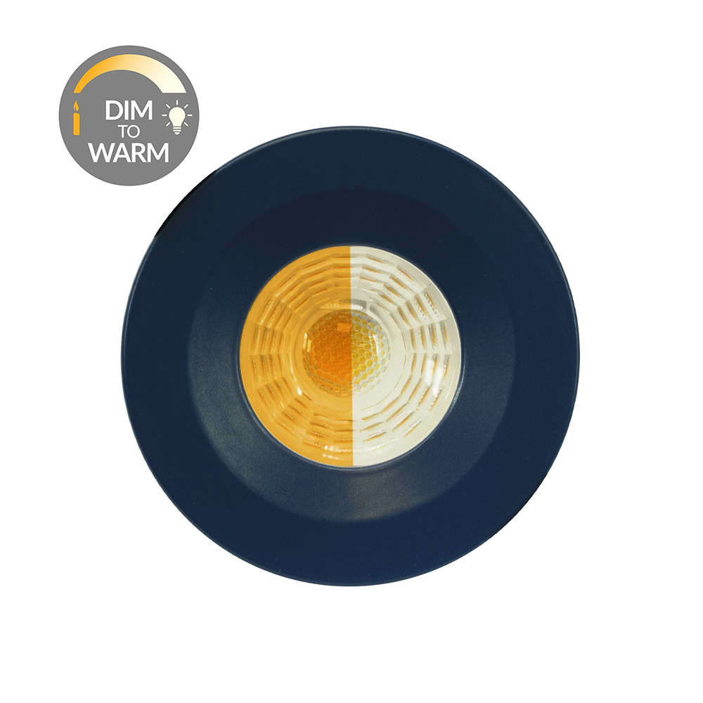 Navy Blue CCT Dim To Warm LED Downlight Fire Rated IP65 - Elesi
