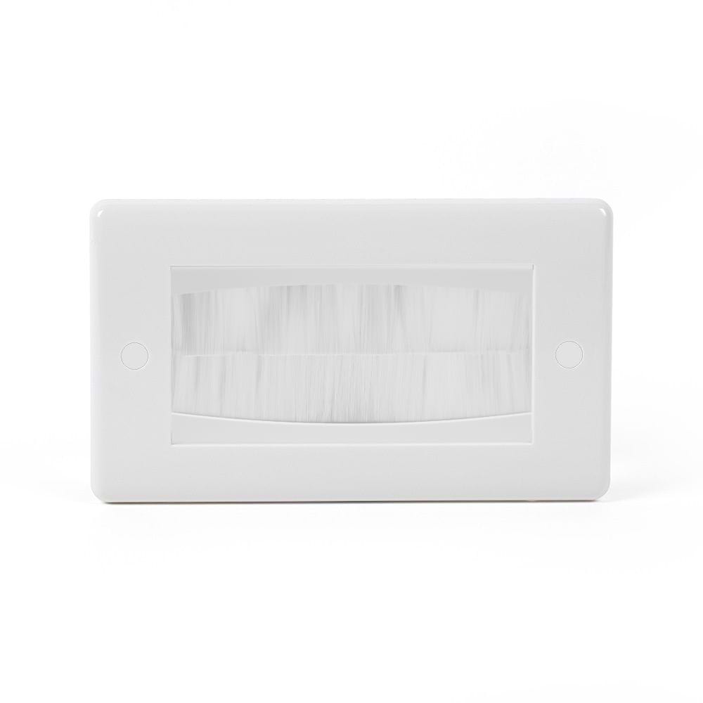 Lieber Silk White 2 Gang 4 Module Brush Plate - WTU - Curved Edge - Elesi Lieber Silk White 2 Gang 4 Module Brush Plate - WTU - Curved Edge - Elesi