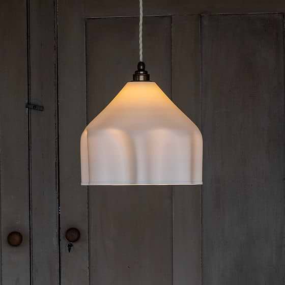 Soft White Grand Drape Linen Pendant Light with Old English Brass Bulb ...