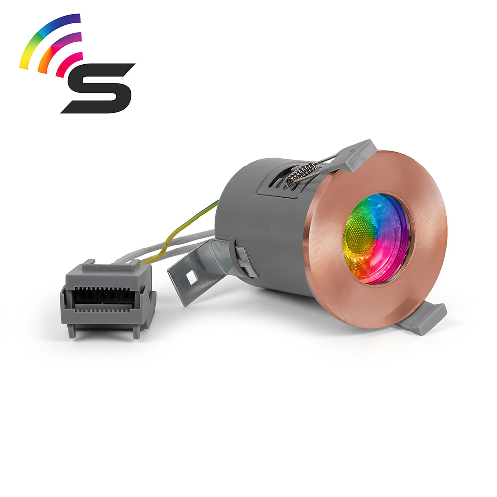 Lieber Rose Gold IP65 Fire Rated Colour Changing Smart Downlight - Elesi