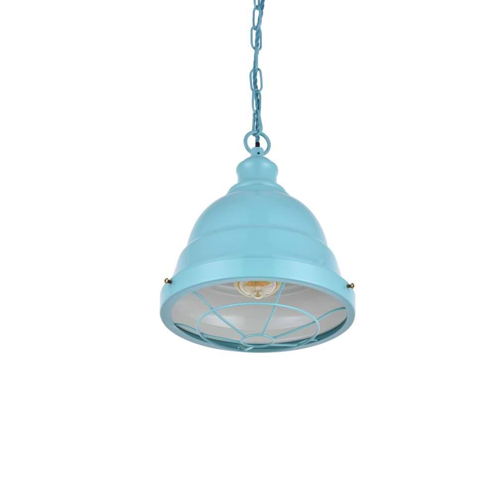 Ganton Vintage Cage Pendant Light Duck Egg Blue - Elesi