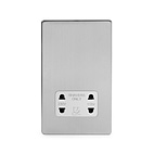 Lieber Brushed Chrome Shaver Socket 230/115V Plate - White Insert ...