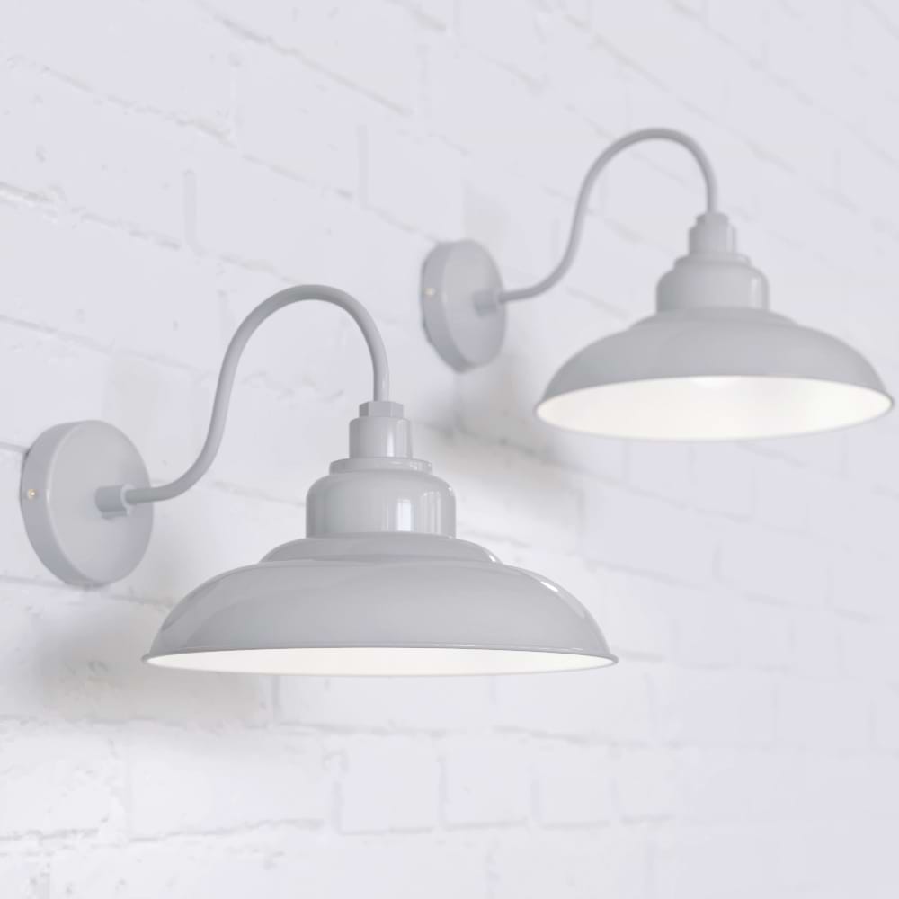Grey Wall Light | Portland Reclaimed Style Wall Light Pale Grey - Elesi