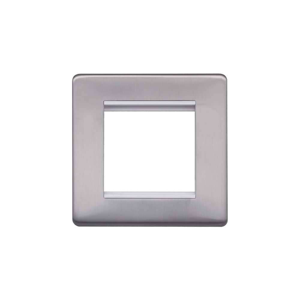Lieber Brushed Chrome Single Data Plate 2 Modules - White Insert ...