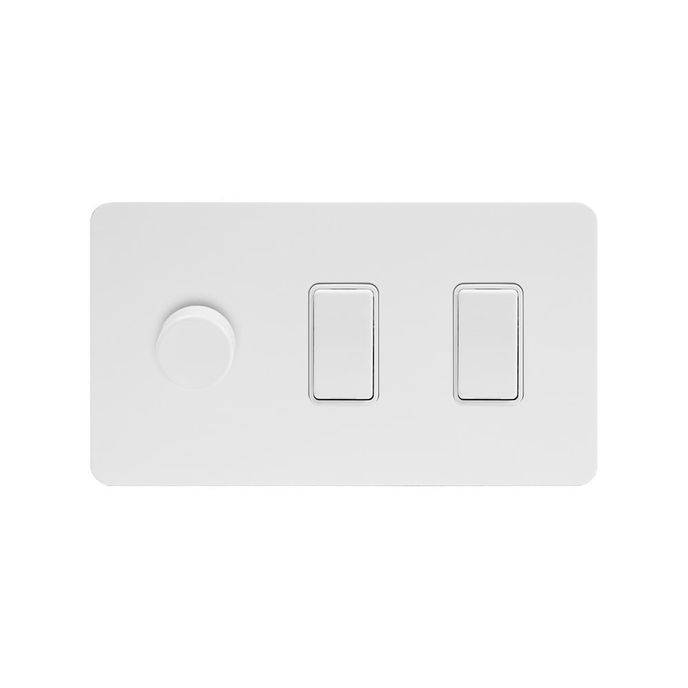 Soho Lighting White Metal Flat Plate 3 Gang Light Switch with 1 dimmer ...