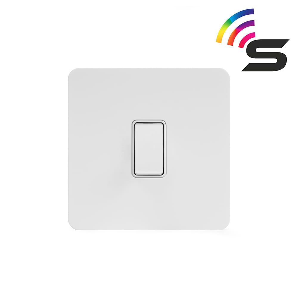 Soho Lighting White Metal Flat Plate 1 Gang 150W Smart Rocker Switch ...