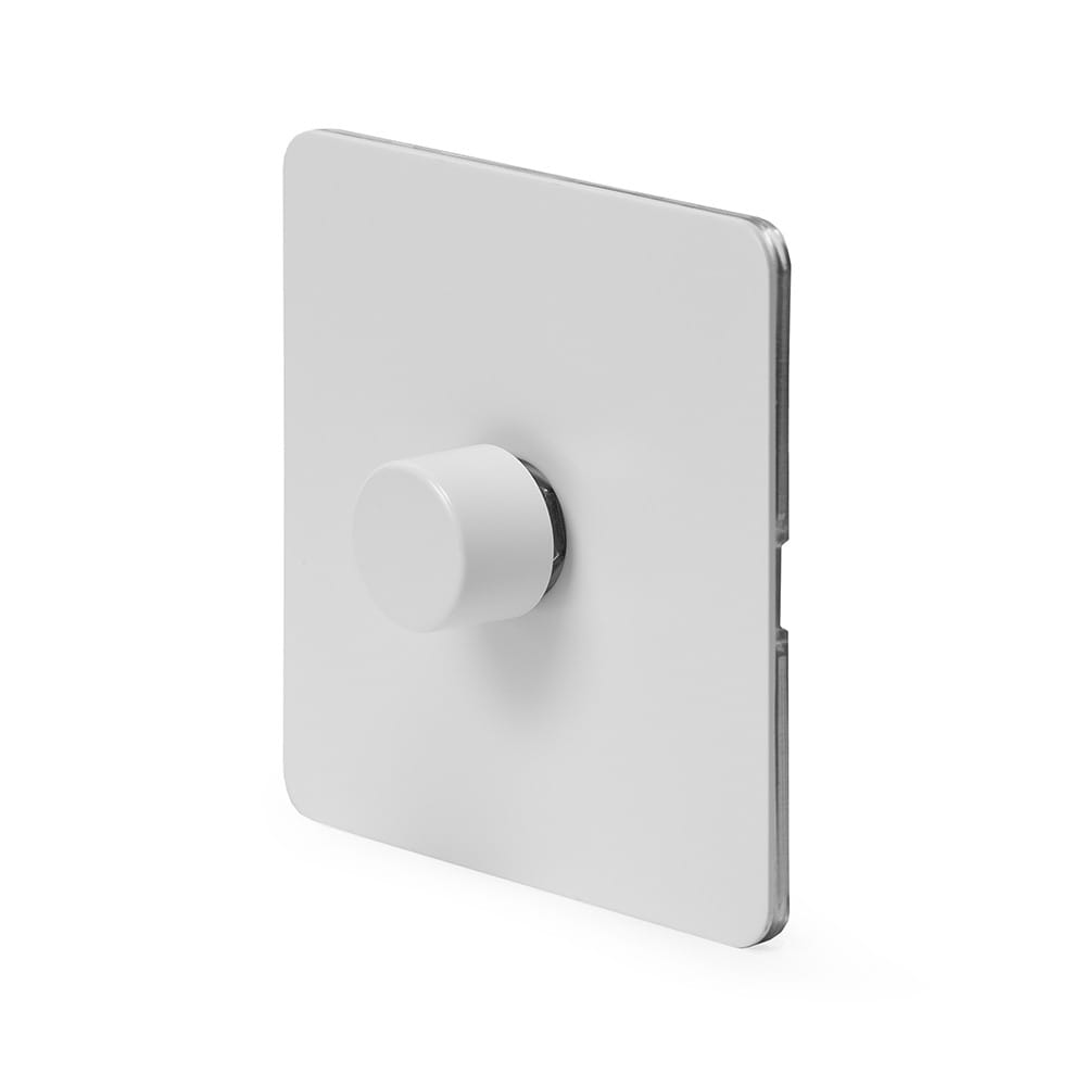 White Metal Dimmer Switch | Flat Plate 250W 1 Gang 2 Way Trailing ...