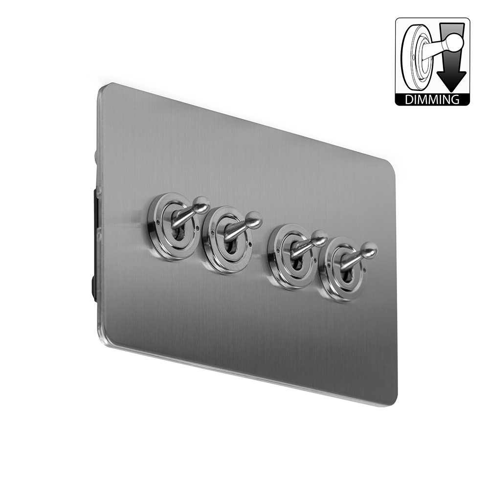 Soho Lighting Flat Plate Brushed Chrome 4 Gang Dimming Toggle Switch ...