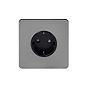 Single Schuko Socket Black Nickel Flat Plate 16A 1 Gang Euro Socket Blk ...