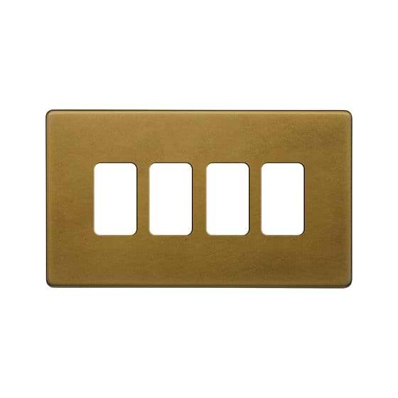 Soho Lighting Old Brass 4 Gang RM Rectangular Module Grid Switch Plate ...
