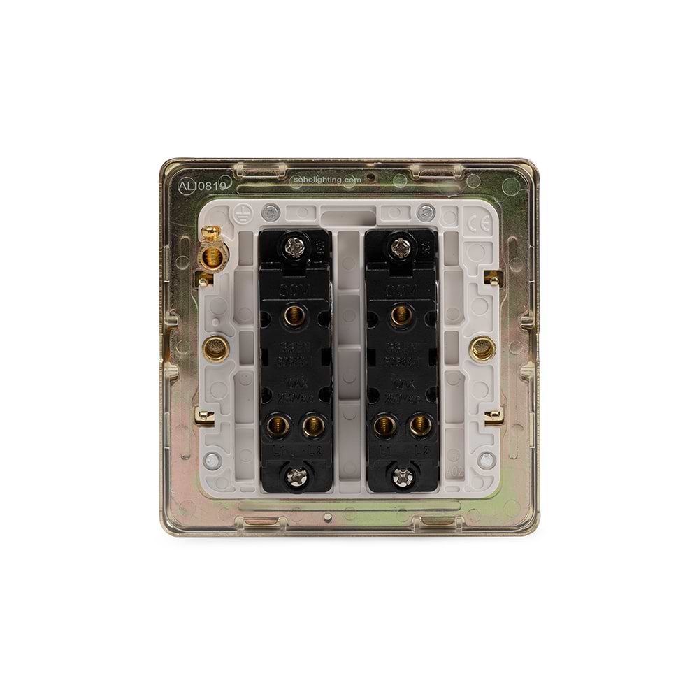 Brushed Brass & White 2 Gang Switch | Soho Lighting Brushed Brass 10A ...
