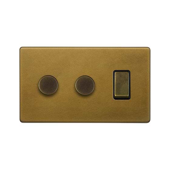 Soho Lighting Old Brass 3 Gang Light Switch with 2 Dimmers (2 Way ...