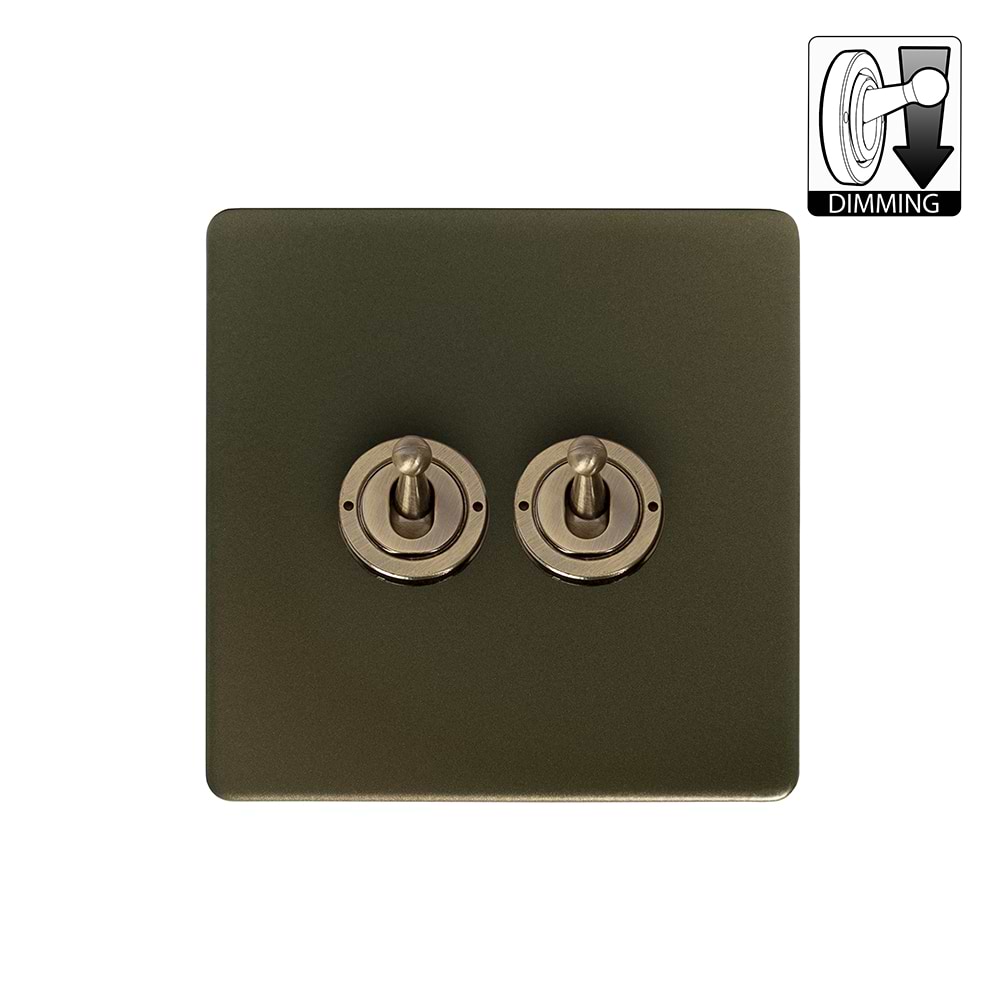 Soho Lighting Bronze 2 Gang Dimming Toggle Switch - Elesi