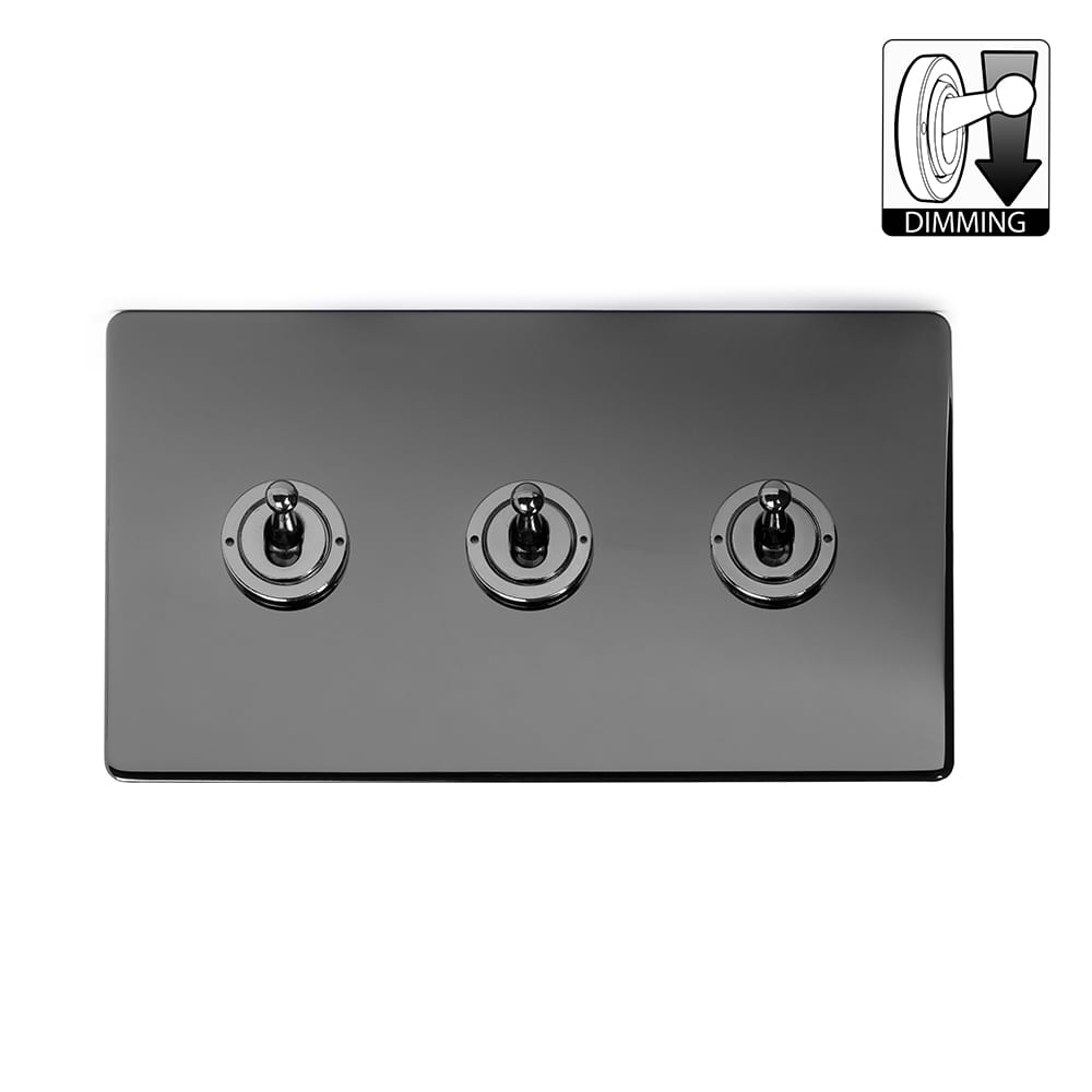 Soho Lighting Black Nickel 3 Gang Dimming Toggle Switch - Elesi