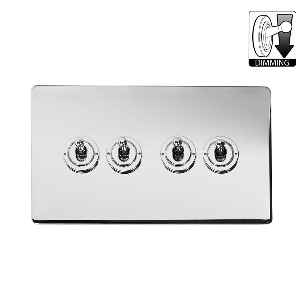 Soho Lighting Polished Chrome 4 Gang Dimming Toggle Switch - Elesi