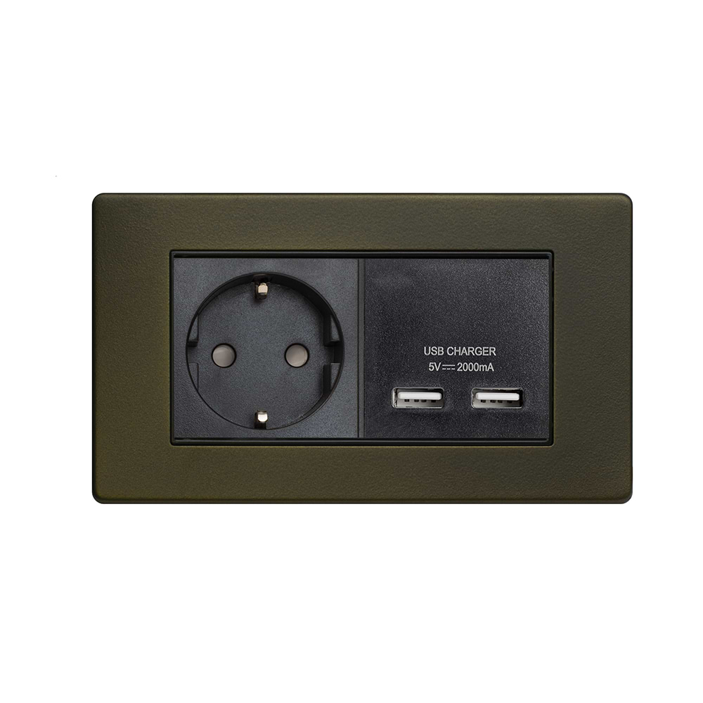 Soho Lighting Bronze 2 Gang European Schuko Socket with USB Screwless ...