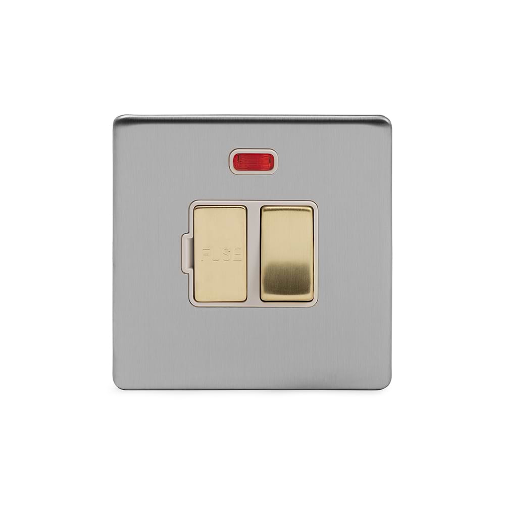 Soho Fusion Brushed Chrome & Brushed Brass 13A Double Pole Switched ...