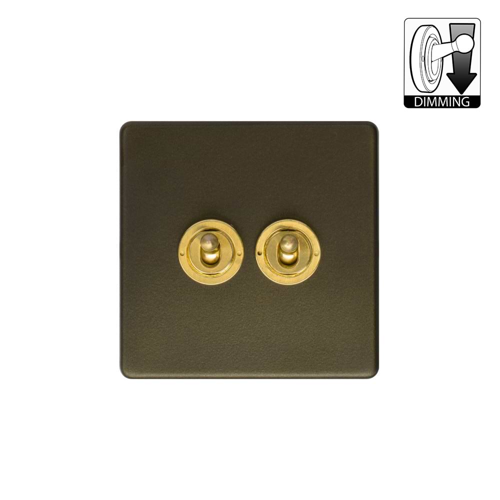 Soho Lighting Fusion Bronze & Brushed Brass 2 Gang Dimming Toggle ...