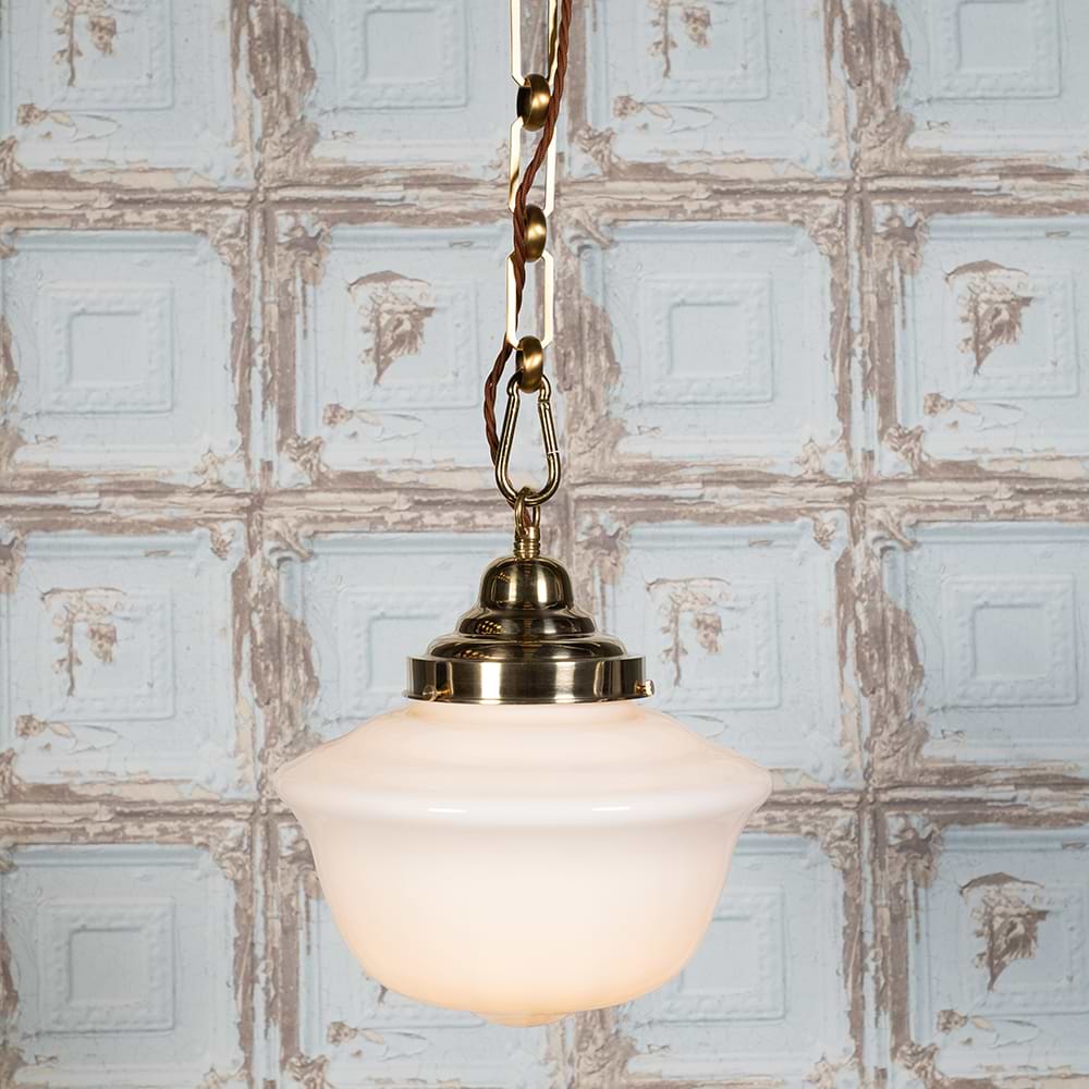 Soho Lighting Frith Brass Opaque Pendant Light - The Schoolhouse ...