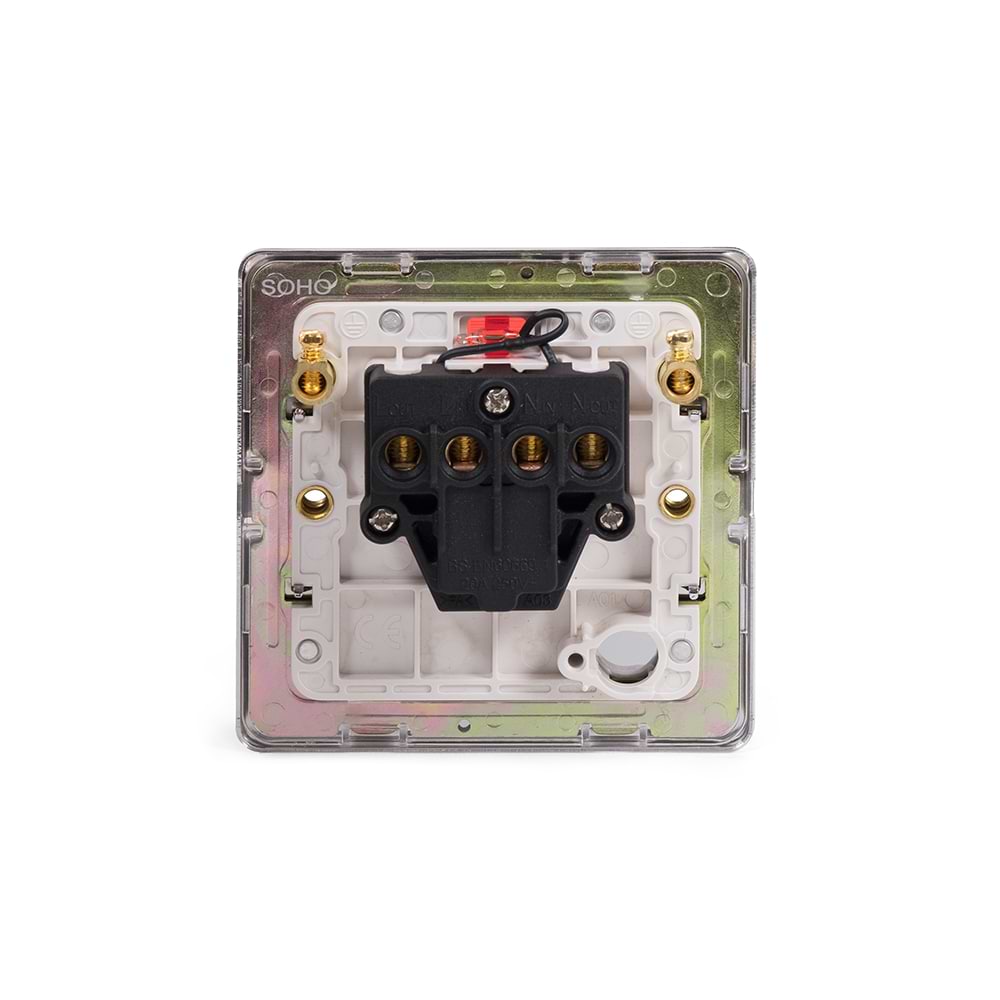 20A 1 Gang Double Pole Switch With Neon. Polished Chrome White insert ...