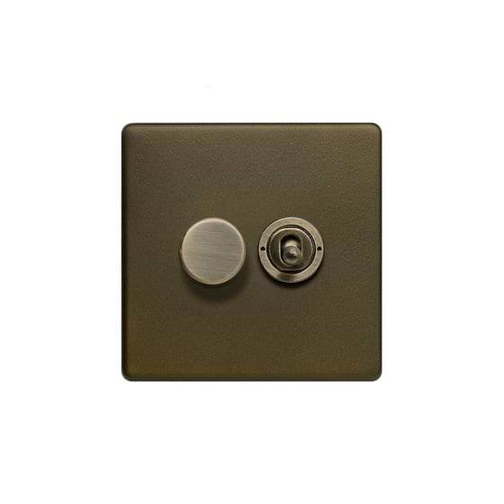 Bronze Dimmer and Switch on same plate | Dimmer and Toggle switch combo ...