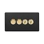 Soho Fusion Matt Black & Brushed Brass 4 Gang Switch with 2 Dimmers ...
