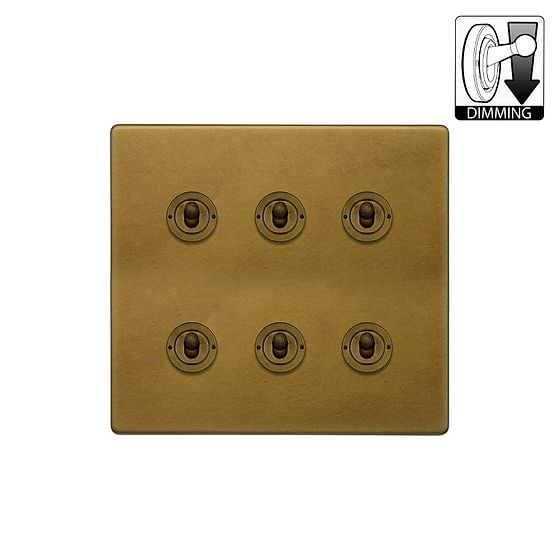 Soho Lighting Old Brass 6 Gang Dimming Toggle Switch - The Soho ...
