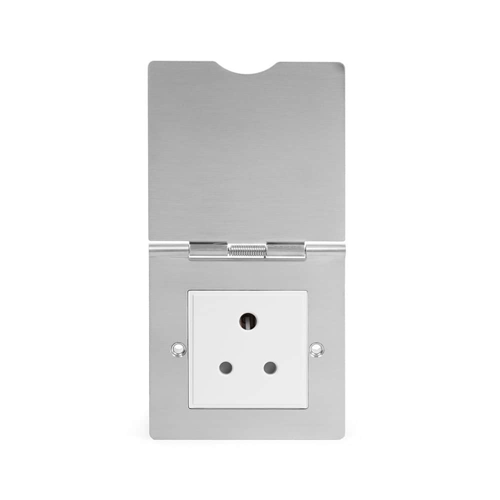 Soho Lighting Brushed Chrome & White 5 Amp Floor Socket | Brushed ...