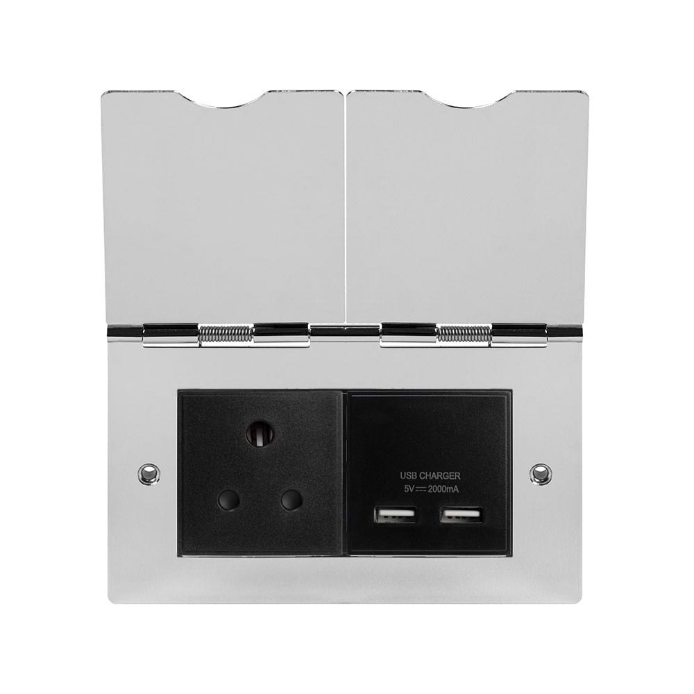 Soho Lighting Polished Chrome Screwless Double Floor Outlet 5Amp Socket ...