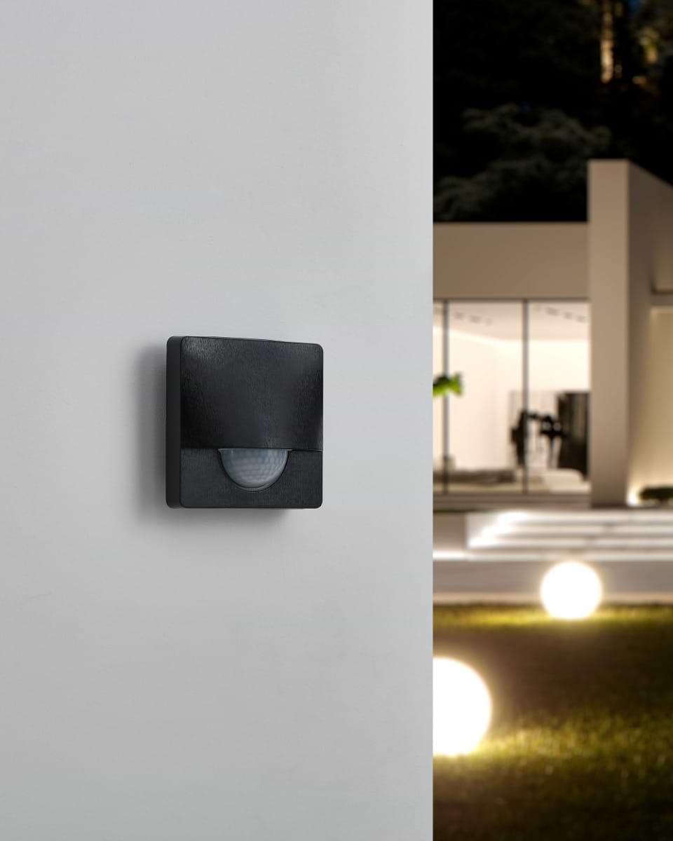 Eglo Detect Me 3 Black Outdoor Motion Detector IP44 with Sensor - Elesi