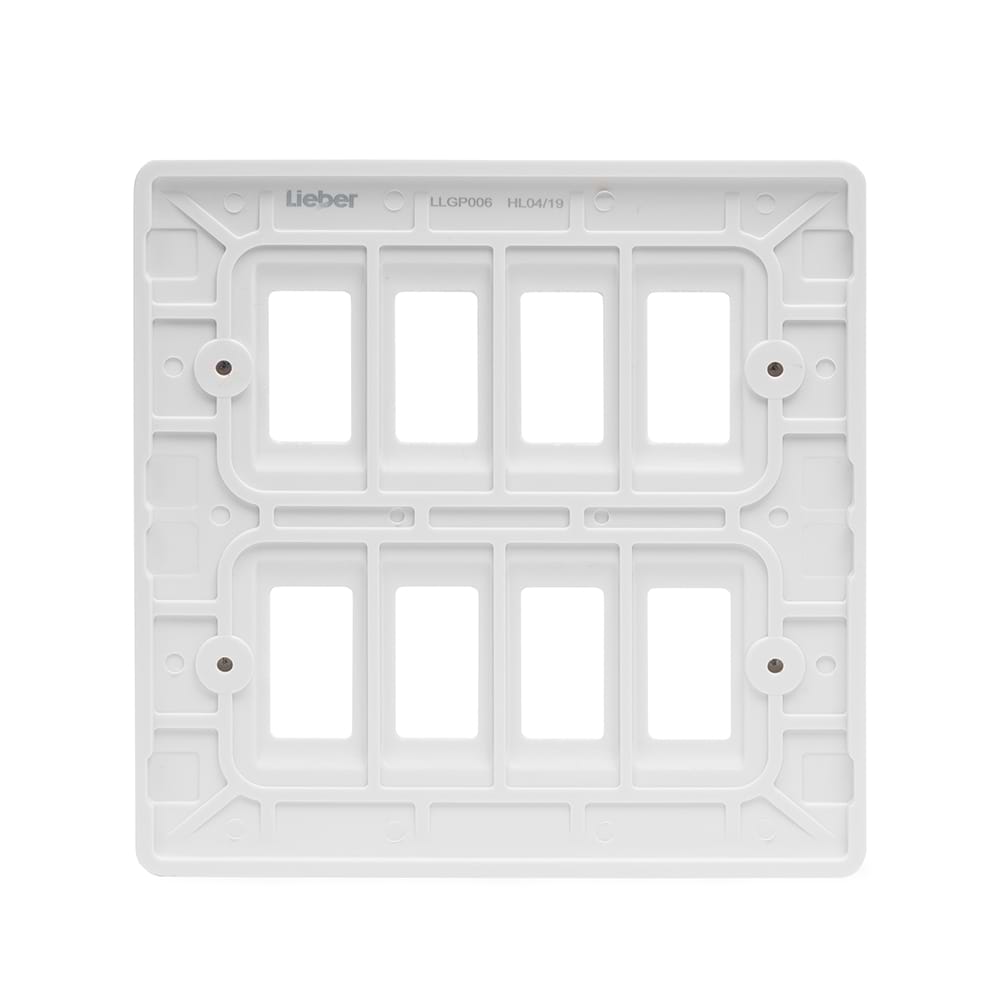 Lieber Silk White 8 Gang Grid Switch Plate | 8 Gang Switch Panel - Elesi Lieber Silk White 8 Gang Grid Switch Plate | 8 Gang Switch Panel - Elesi