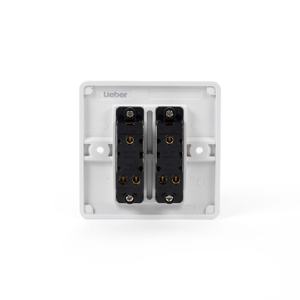 White 2 Gang 2 Way Double Light Switch, 10A Plastic | Lieber - Elesi