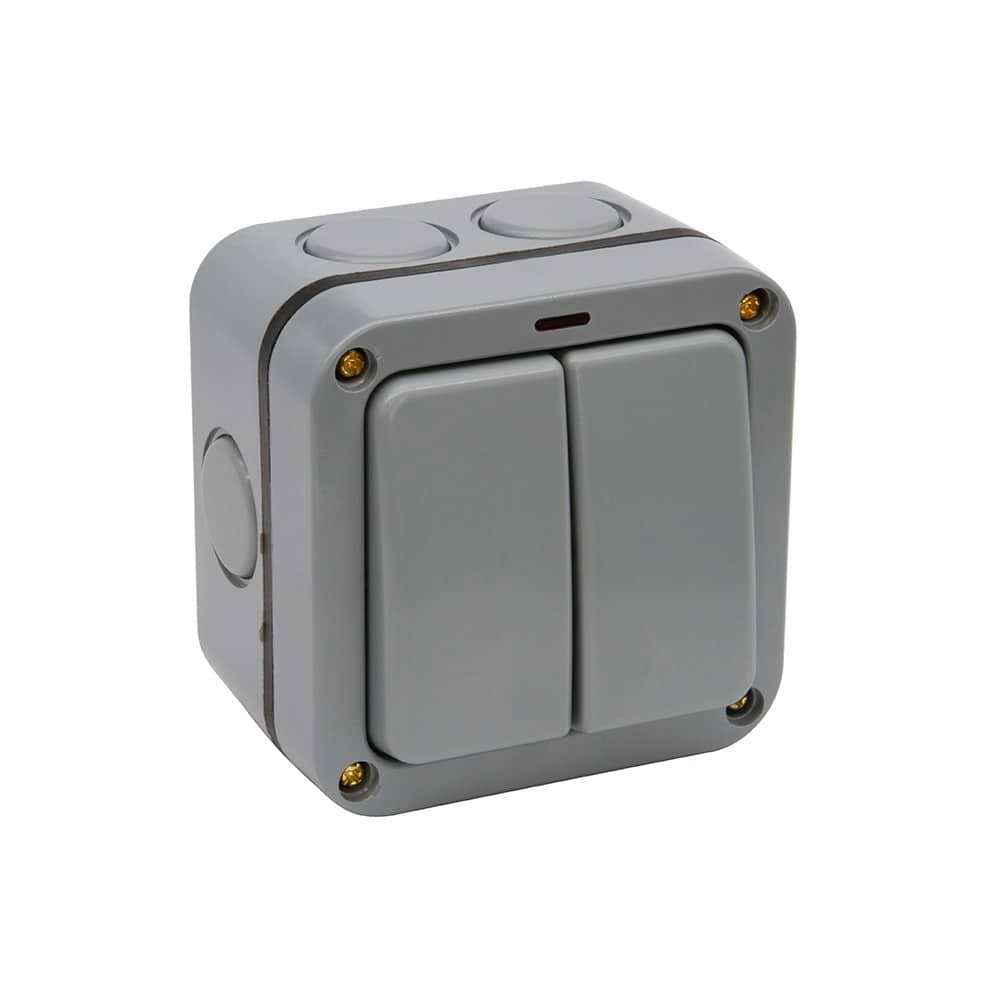 20A 2 Gang 2 Way Outdoor Switch IP66 With Neon | Weatherproof Switch ...