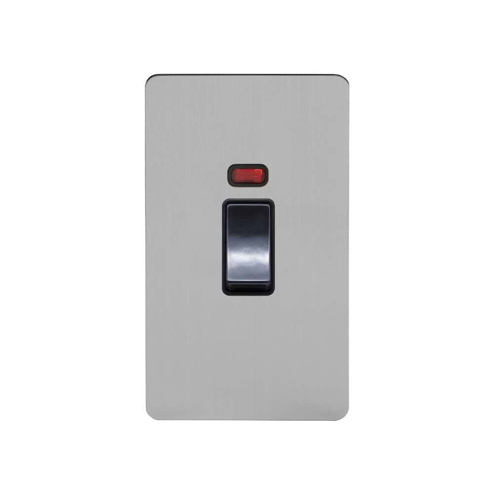 Switches Brushed Chrome 45A Double Pole Light Switch | Soho - Elesi
