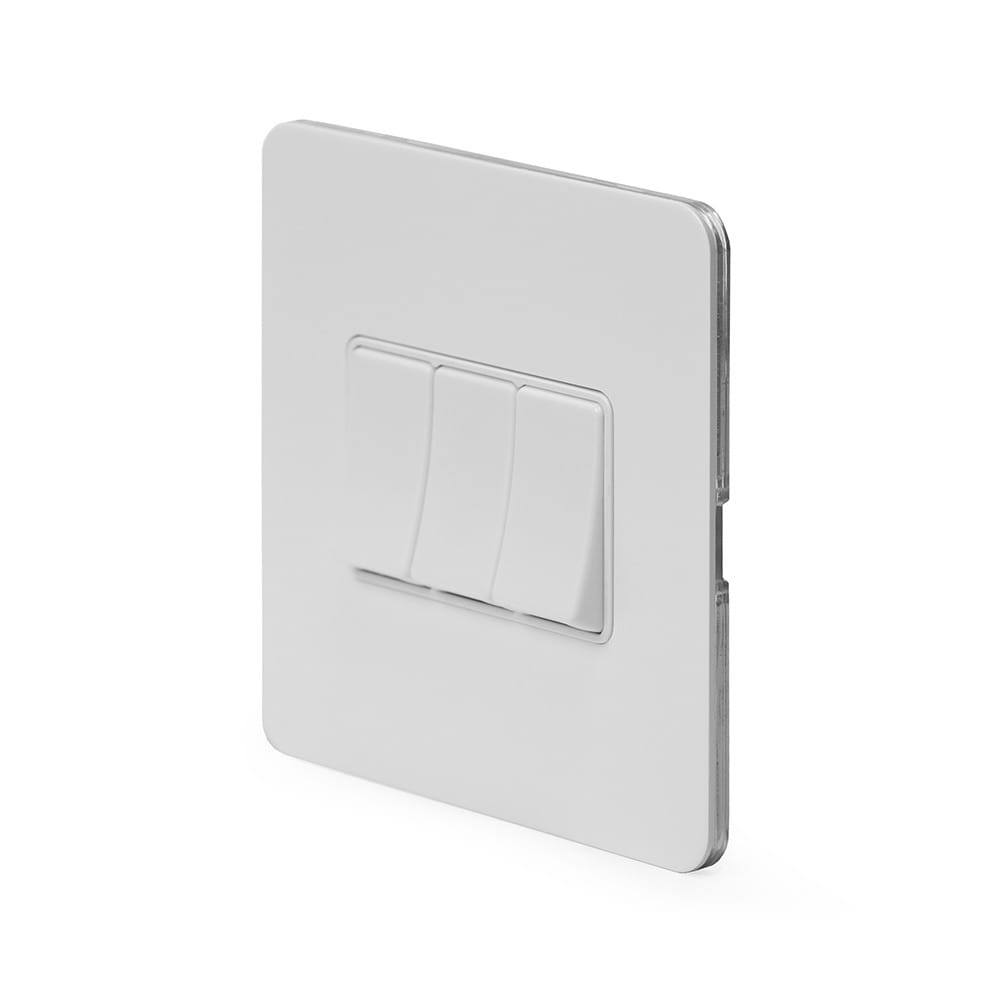 Sleek White 10A 3 Gang 2 Way Light Switch | Soho - Elesi