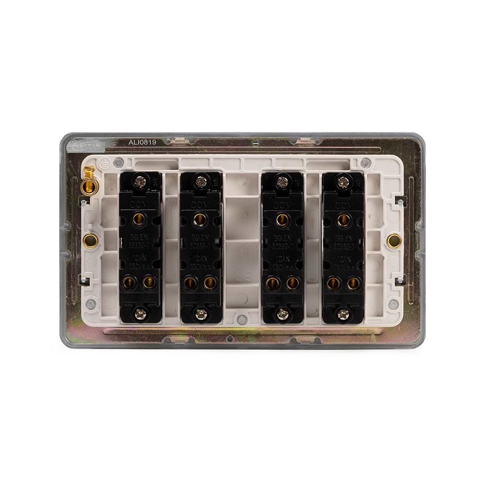 White 4 Gang Rocker Light Switch – Modern Metal Panel | Soho - Elesi