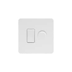 Soho Lighting White Metal dimmer and rocker switch combo Screwless - Elesi