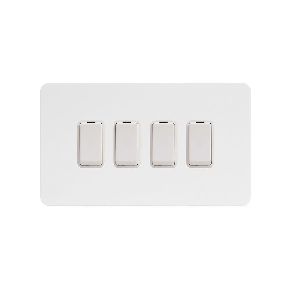 Soho Lighting White Metal Flat Plate 4 Gang Switch With 1 Intermediate ...