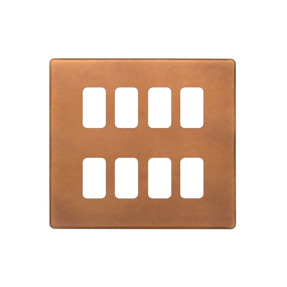 Antique Copper Grid Plate | Antique Copper 8 Gang Grid Plate - Elesi