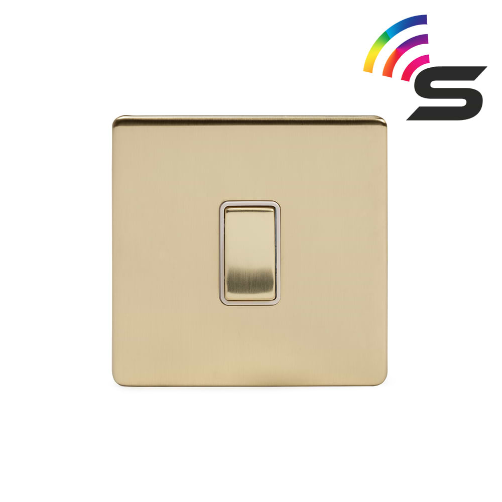 Soho Lighting Brushed Brass 1 Gang 150W Smart Rocker Switch White ...