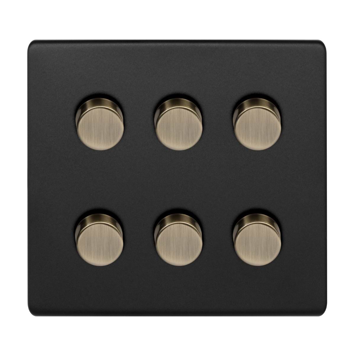 Soho Lighting Matt Black and Antique Brass 6 Gang 2 Way Intelligent ...
