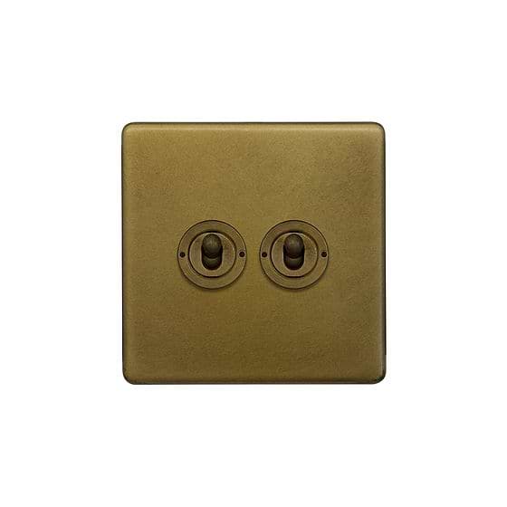 Old Brass Toggle Switch | Old Brass 2 Gang Toggle Light Switch - Elesi
