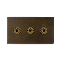 Vintage Brass Toggle Switch | Vintage Brass 3 Gang Toggle Light Switch ...