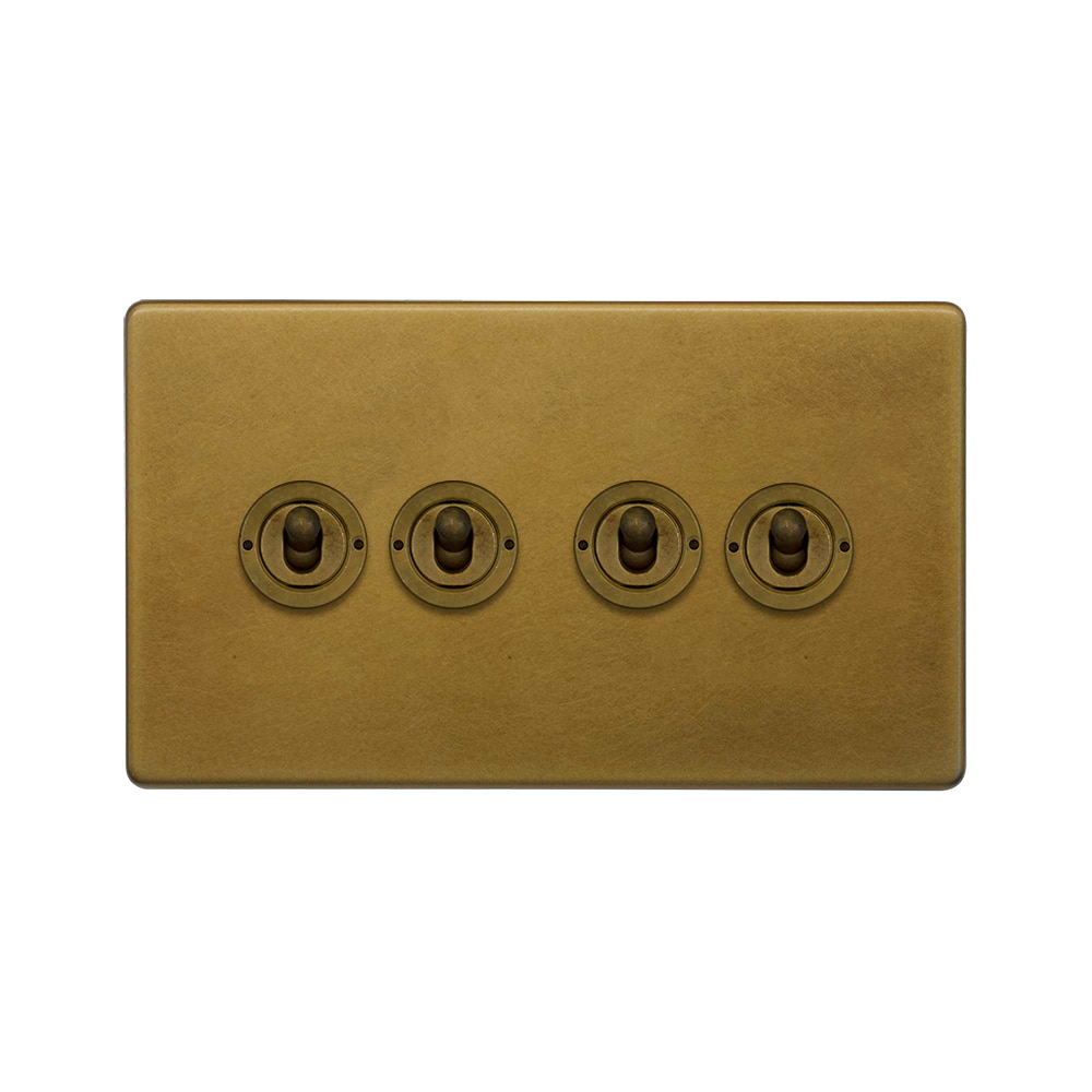 Old Brass Toggle Switch | Old Brass 4 Gang Toggle Light Switch - Elesi