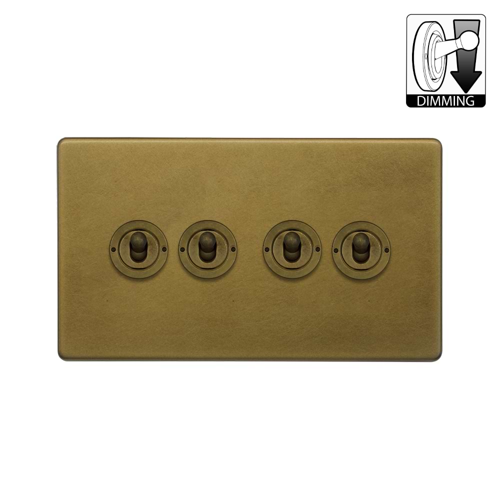 Soho Lighting Old Brass 4 Gang Dimming Toggle Switch - Elesi
