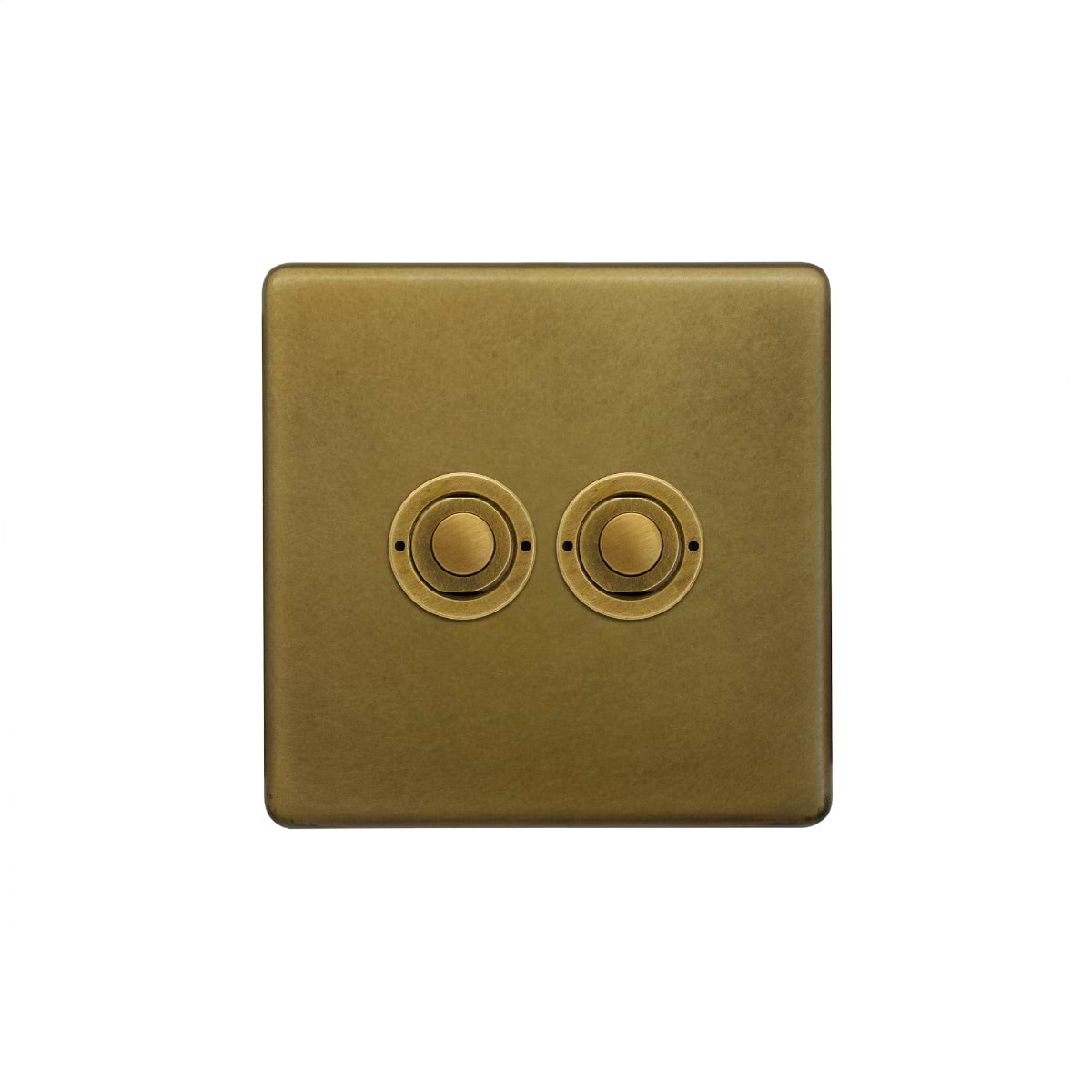 Old Brass 2 Gang 2 Way Retractive Push Button Switch | Soho - Elesi