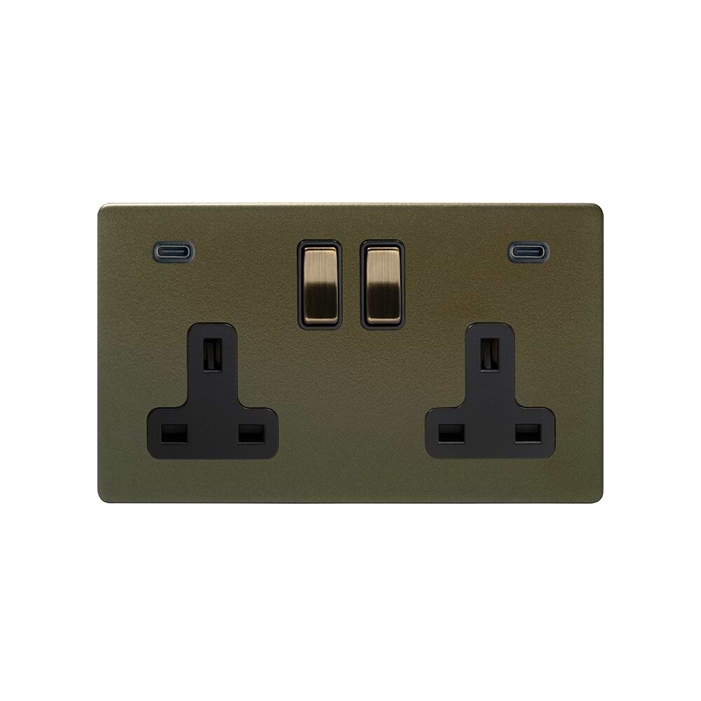 Bronze 2 Gang USB C + USB C Double Socket | Soho - Elesi