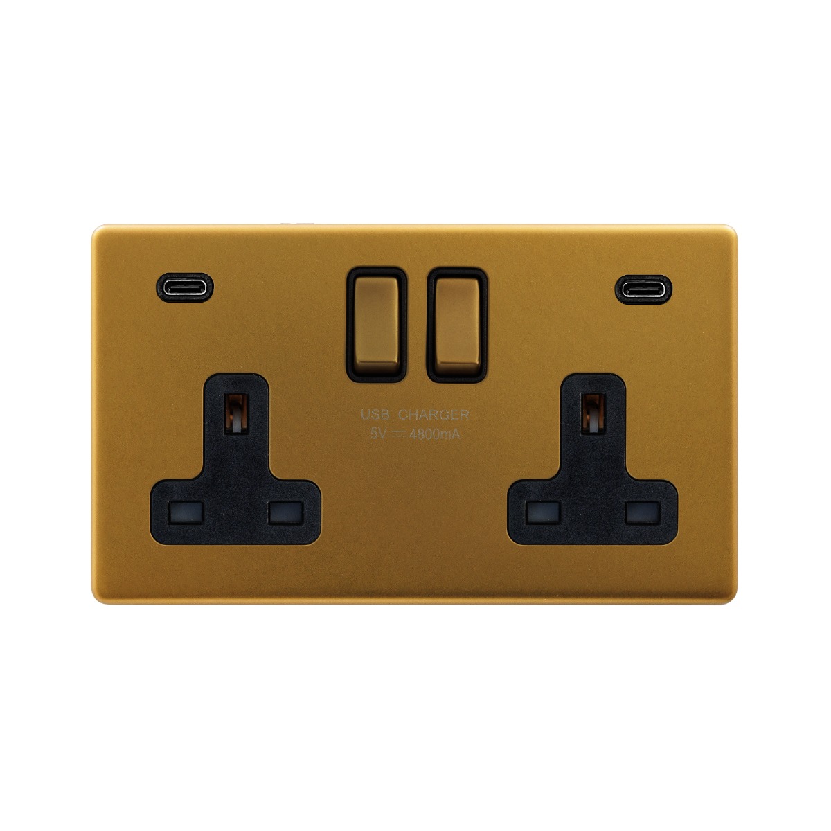 Antique Gold 2 Gang USB C Socket 13A | Soho - Elesi